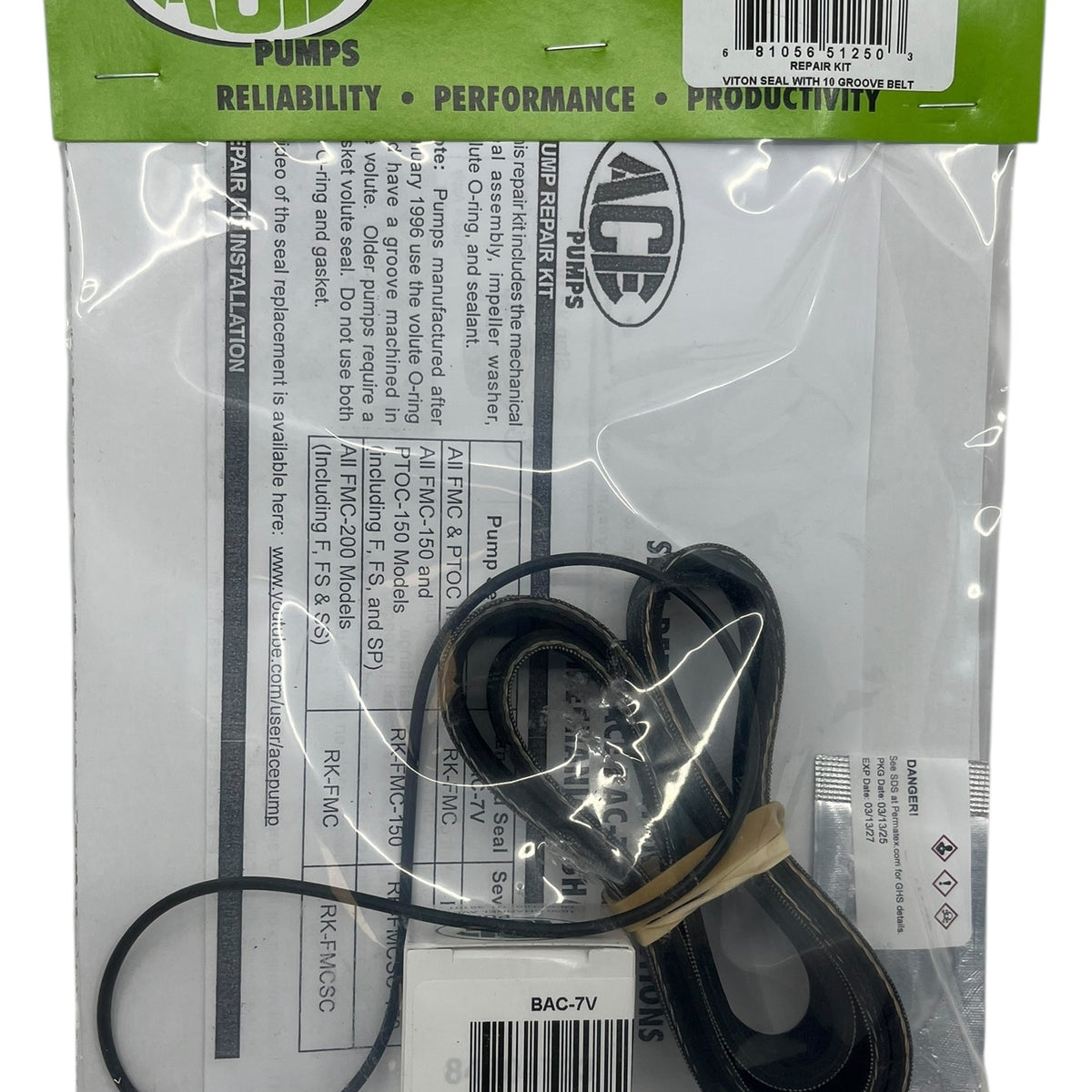 Ace Pumps Repair Kit for Belt Driven Centrifugal PTOC-1000 Series Pump ...